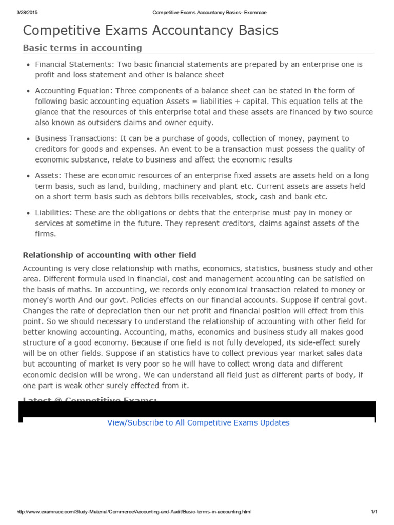 Accountancy Basics - Examrace | PDF | Balance Sheet | Corporations