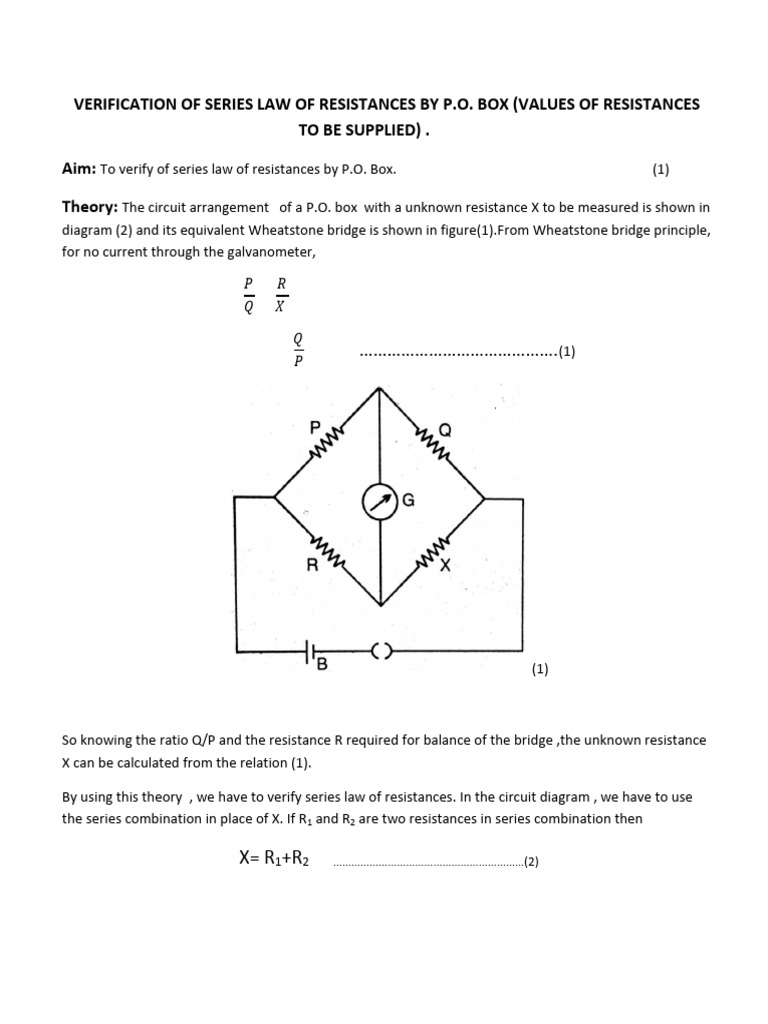 Verify Series Resistance Law Using P.O. Box | PDF