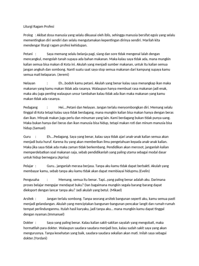 Liturgi Ragam Profesi dan Bahasa | PDF