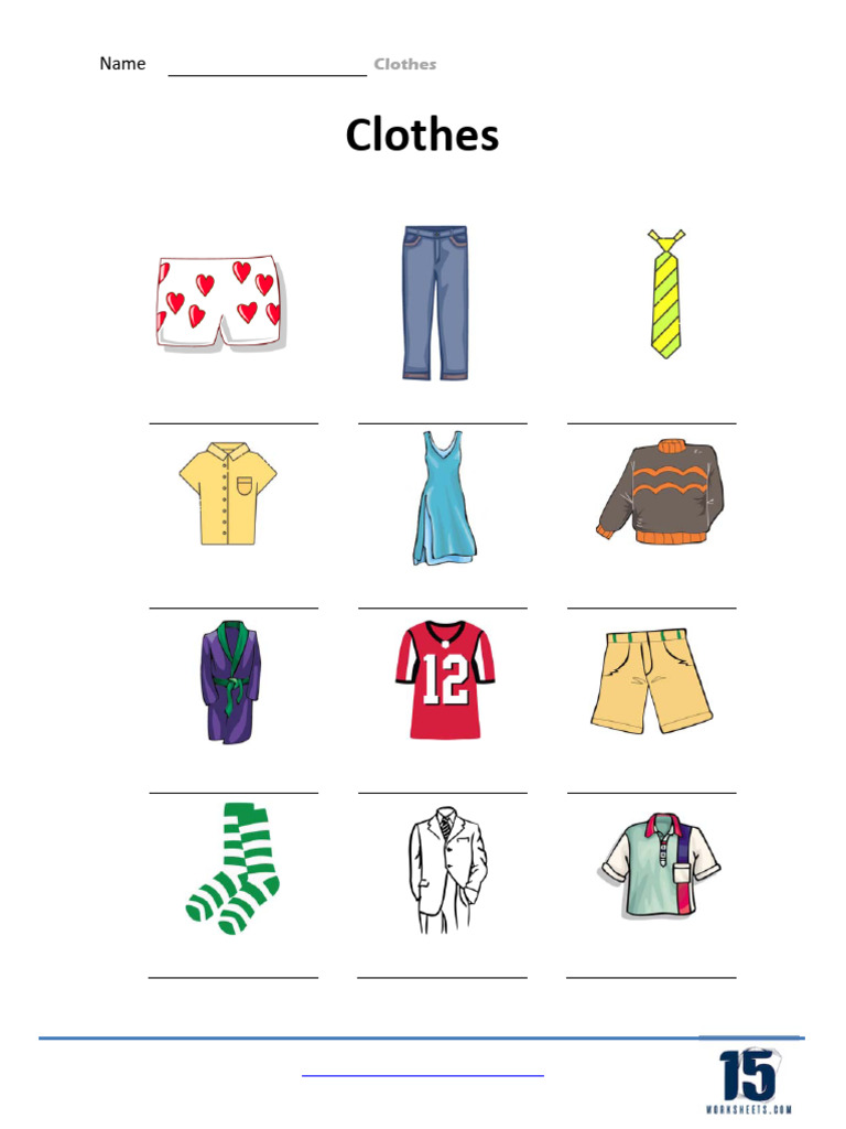 Clothing Item Name Worksheet | PDF