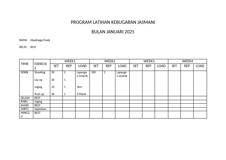 Program Latihan Kebugaran Jasmani | PDF