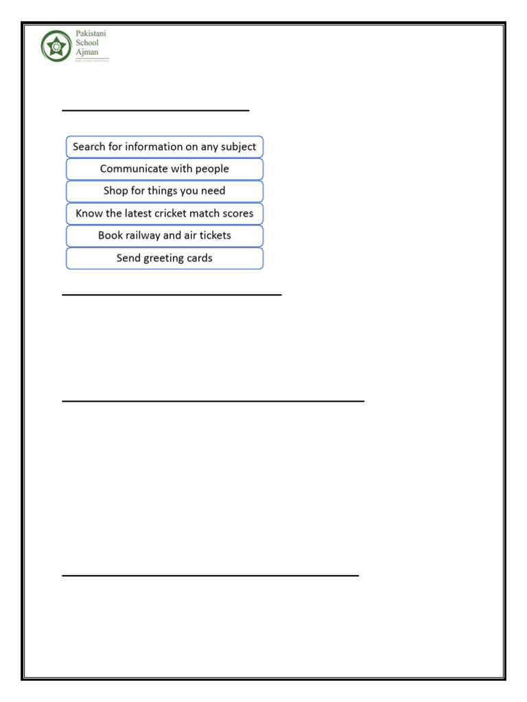 Grade 5 Chapter 9 Internet 51076 | PDF | World Wide Web | Internet & Web