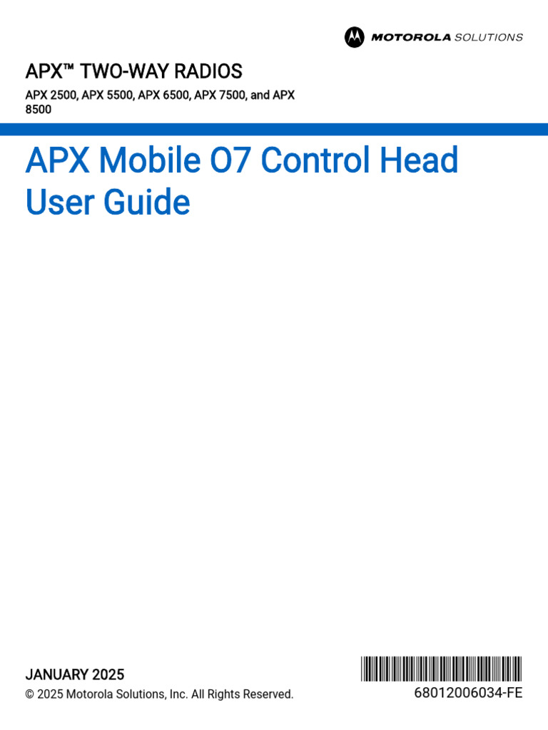 68012006034-FE Enus APX Mobile O7 Control Head User Guide | PDF ...