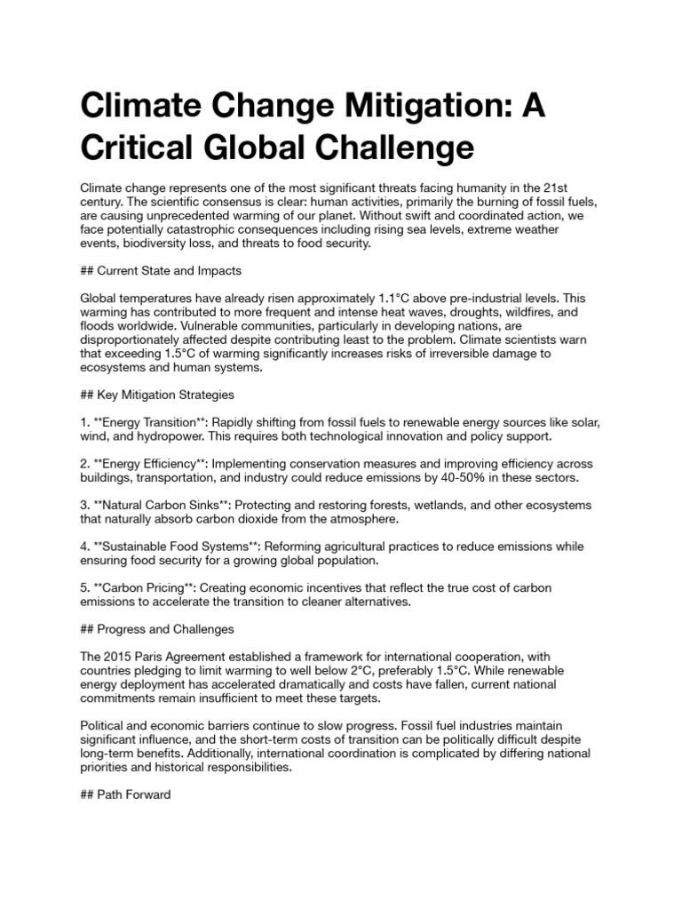 Climate Change Mitigation Strategies | PDF | Climate Change | Climate ...
