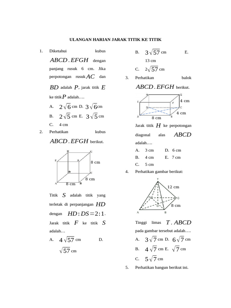 Jarak Titik dalam Geometri 3D | PDF