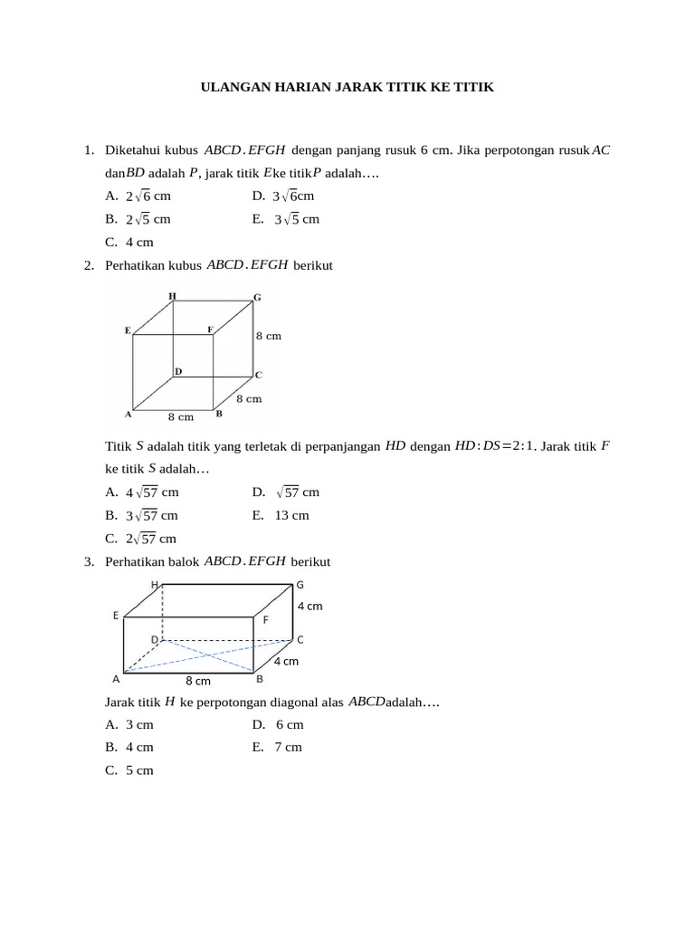 Jarak Titik dalam Geometri 3D | PDF