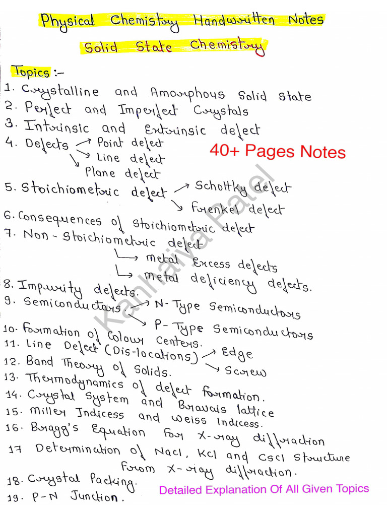 Solid State Chemistry Notes PDF | PDF | Physical Sciences | Chemistry