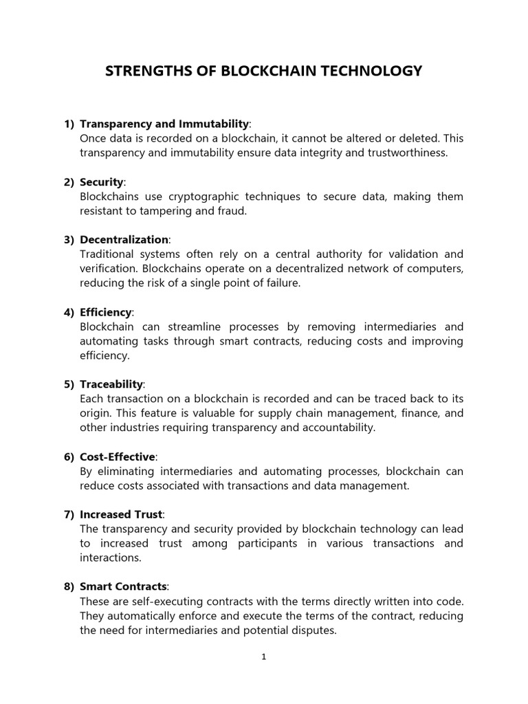 Strengths of Blockchain Technology | PDF | Computing | Information Technology