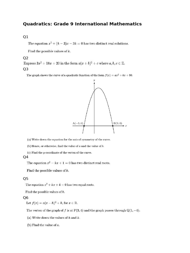 Quadratics 0607 | PDF