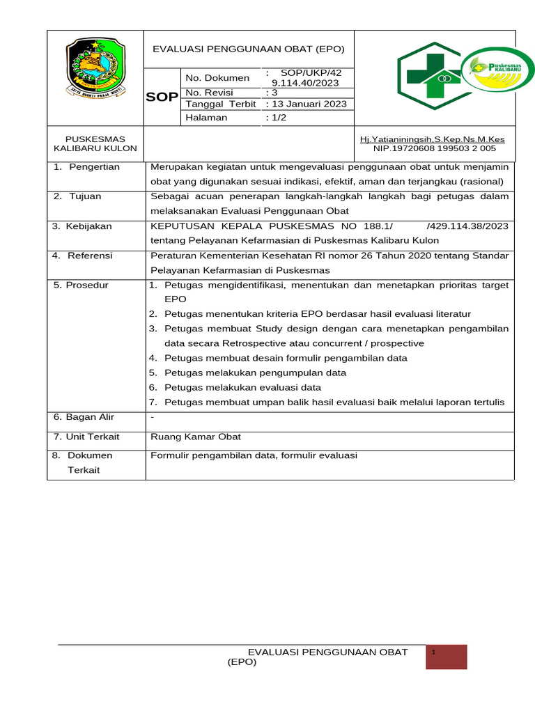 17F. SOP Evaluasi Penggunaan Obat | PDF