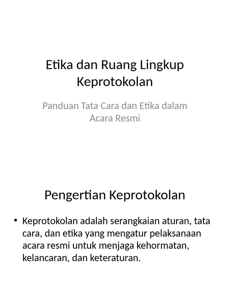 Etika Dan Ruang Lingkup Keprotokolan | PDF