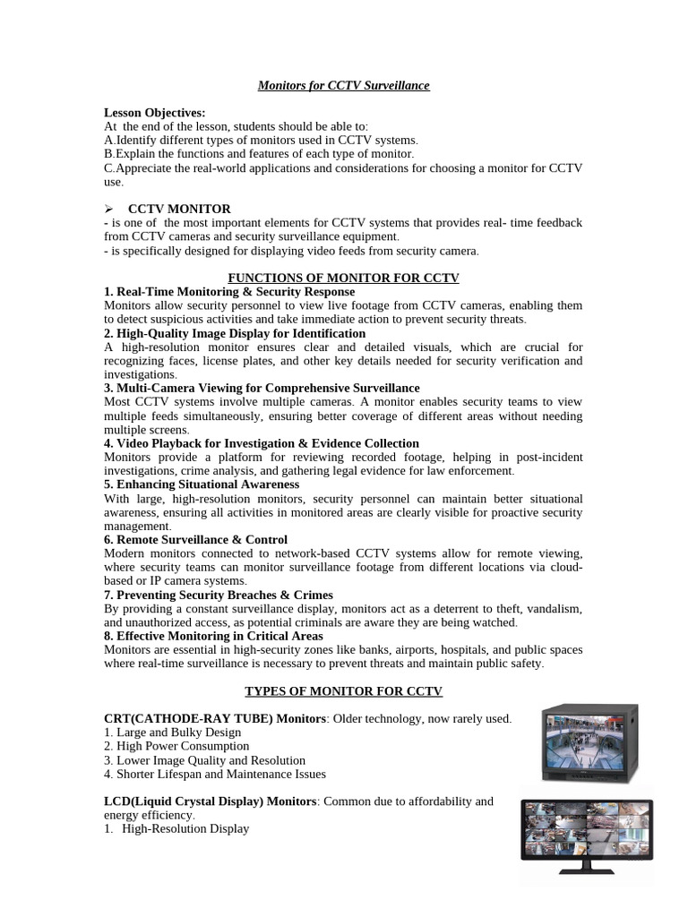 Monitors For CCTV Surveillance | PDF | Closed Circuit Television ...