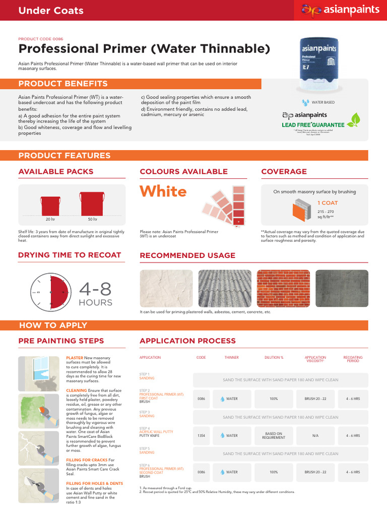 Professional Primer Water Thinnable | PDF | Paint | Masonry