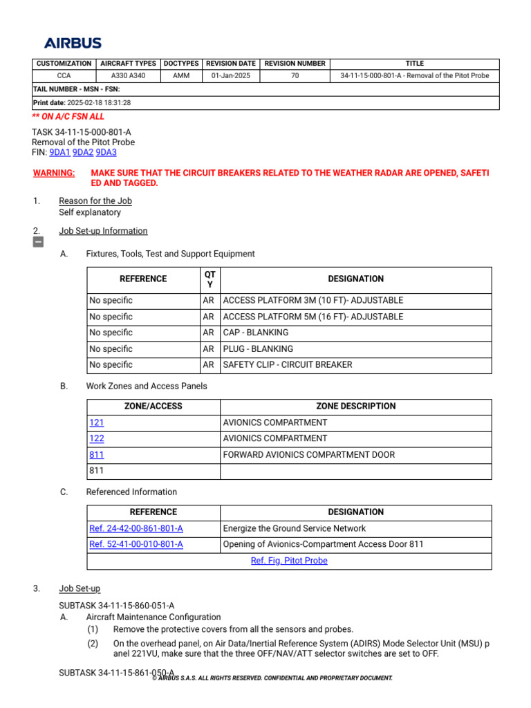 Pitot Probe Removal Procedure Guide | PDF | Aerospace | Transport
