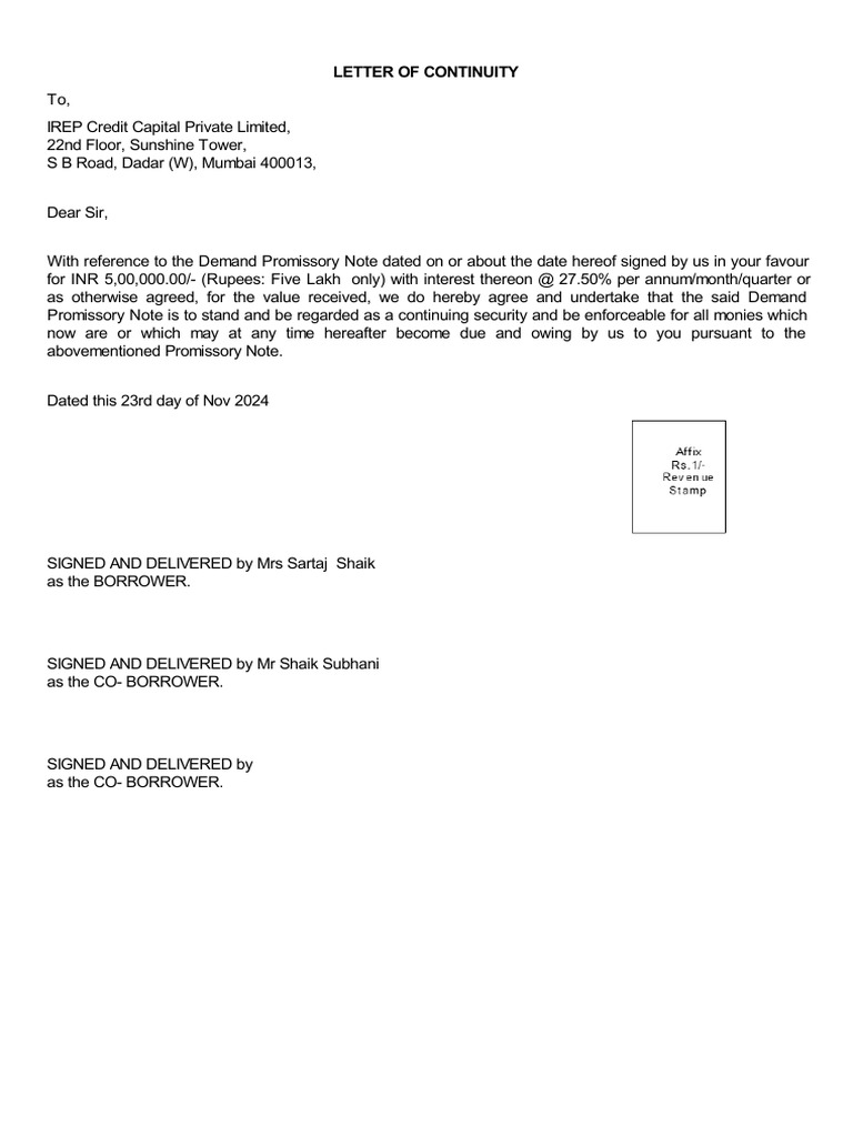 Letter of Continu - IREP - 23-11-2024 | PDF