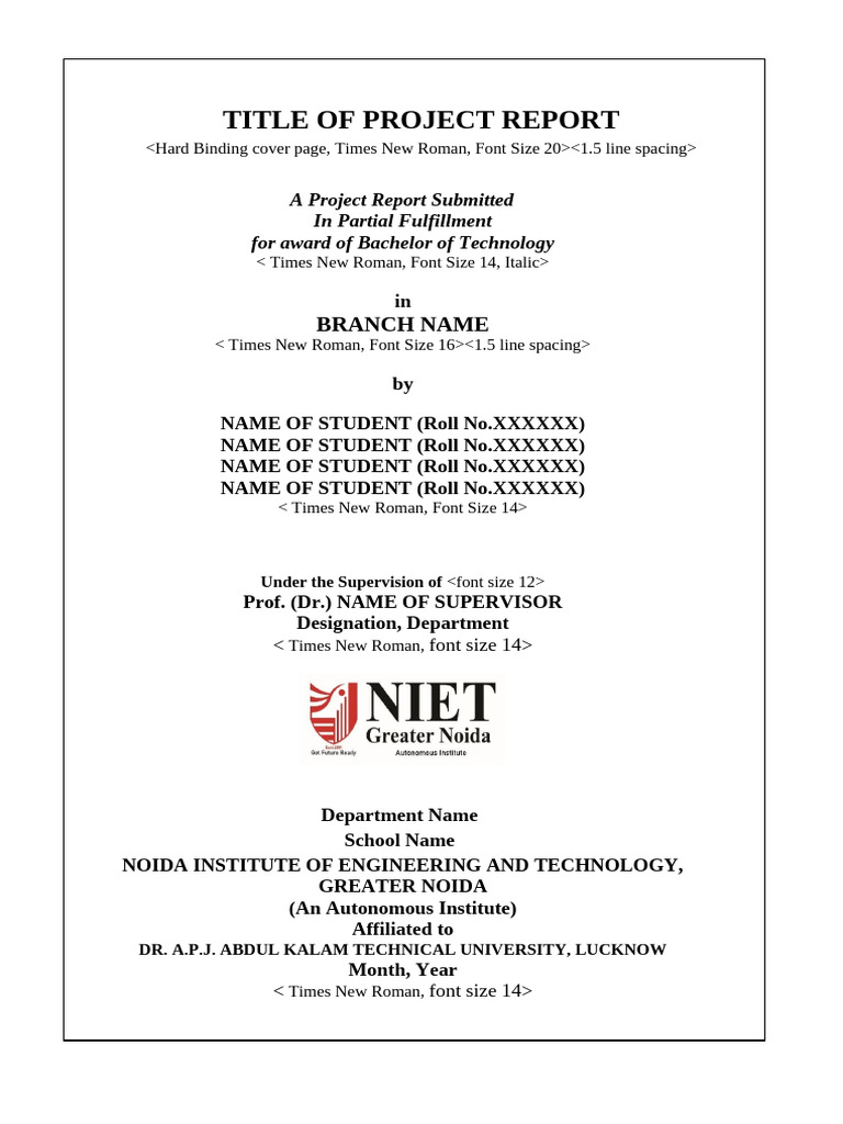 Final B.Tech. Project Report Sample Format by R&D Cell Revised | PDF | Machine Learning ...