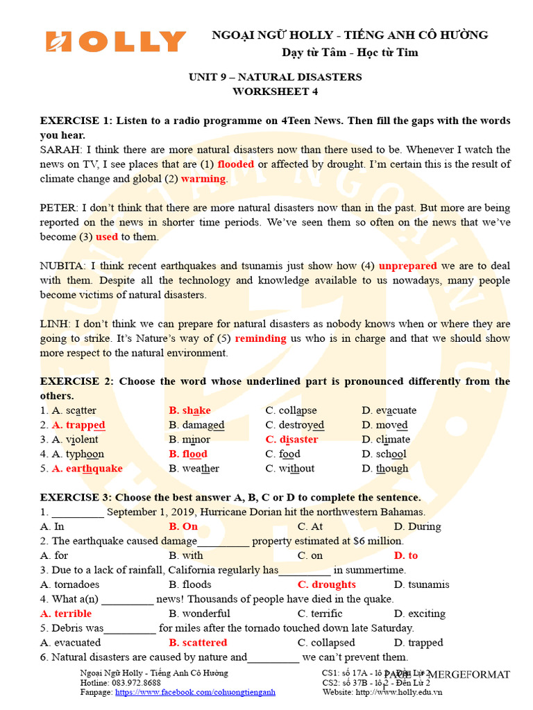 (KEY) Grade 8 - Unit 9 - Worksheet 4 | PDF | Tropical Cyclones | Typhoon