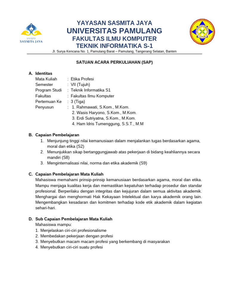 SAP - Pertemuan 3 - Etika Profesi (1) | PDF