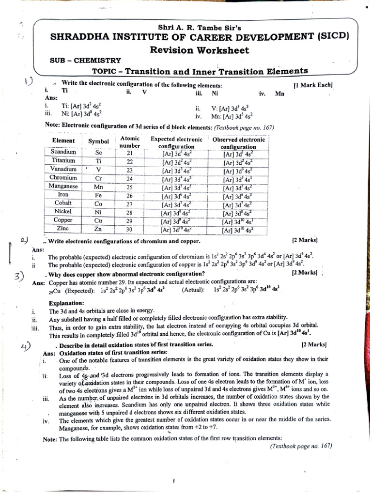 Transition and Inner Transition Elements | PDF