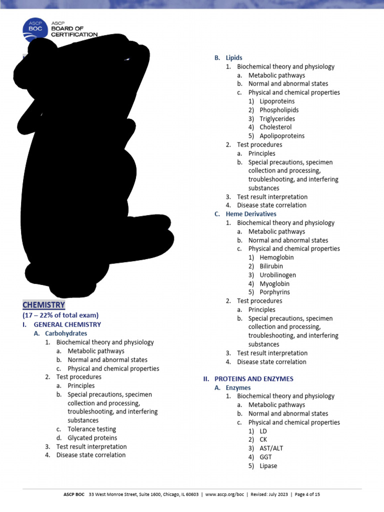 ASCP Exam Syllabus Overview | PDF | Hormone