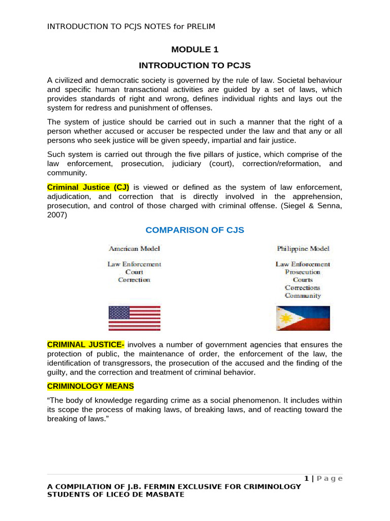 Clj-1 First Year- Prelim Notes | PDF | Crimes | Crime & Violence