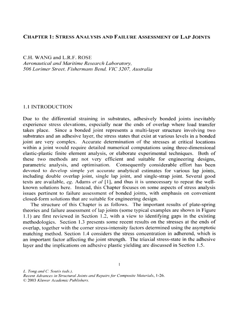 Stress Analysis of Lap Joints | PDF
