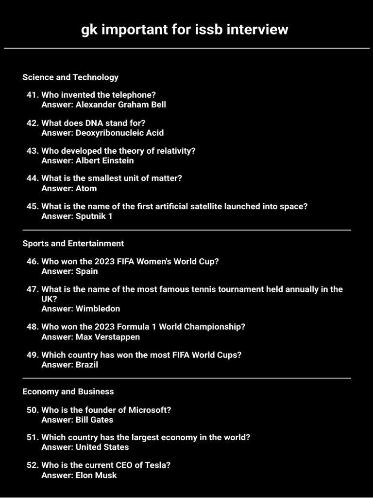GK About World For Issb Interview | PDF
