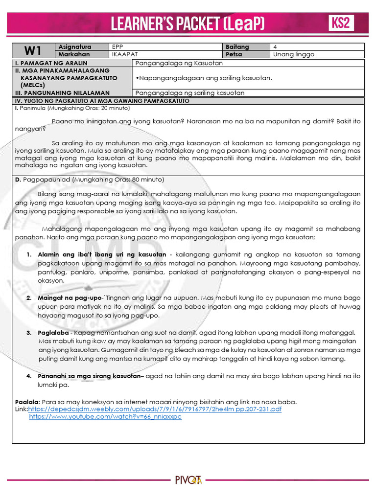 Q4 Elem HE 4 Week1 | PDF
