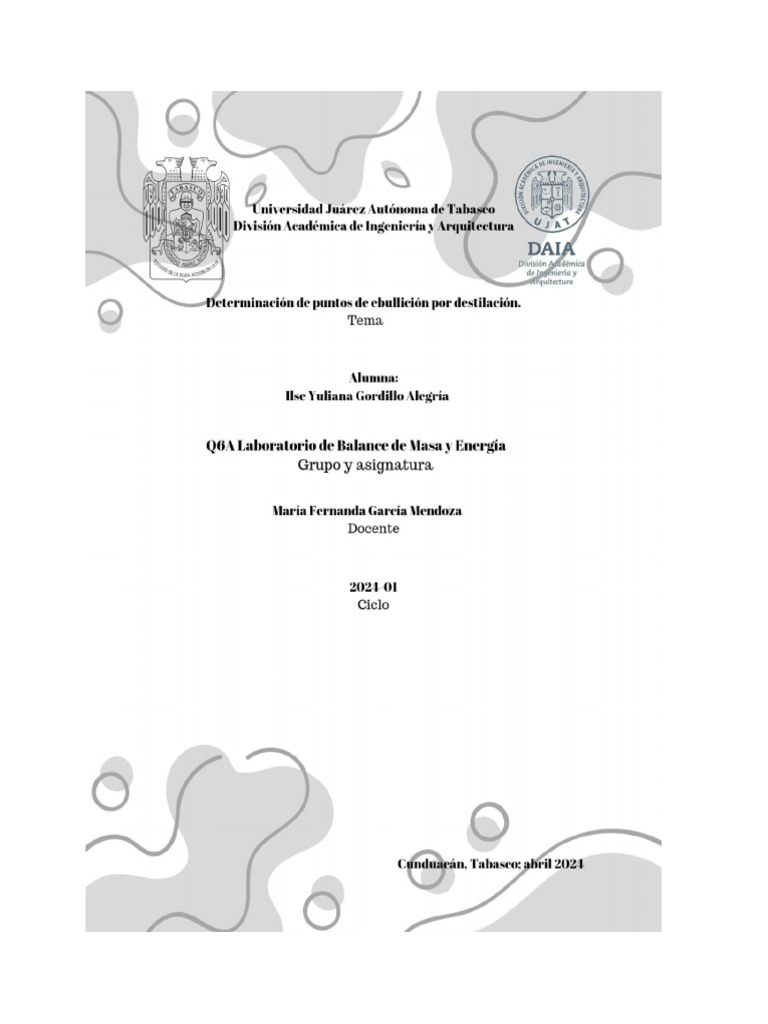 Tarea 1 - Parcial 2. Laboratorio BME | PDF | Destilación | Líquidos