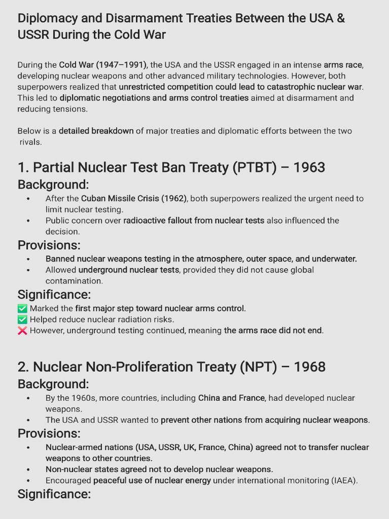 Treaties and Diplomacy-US & USSR I | PDF