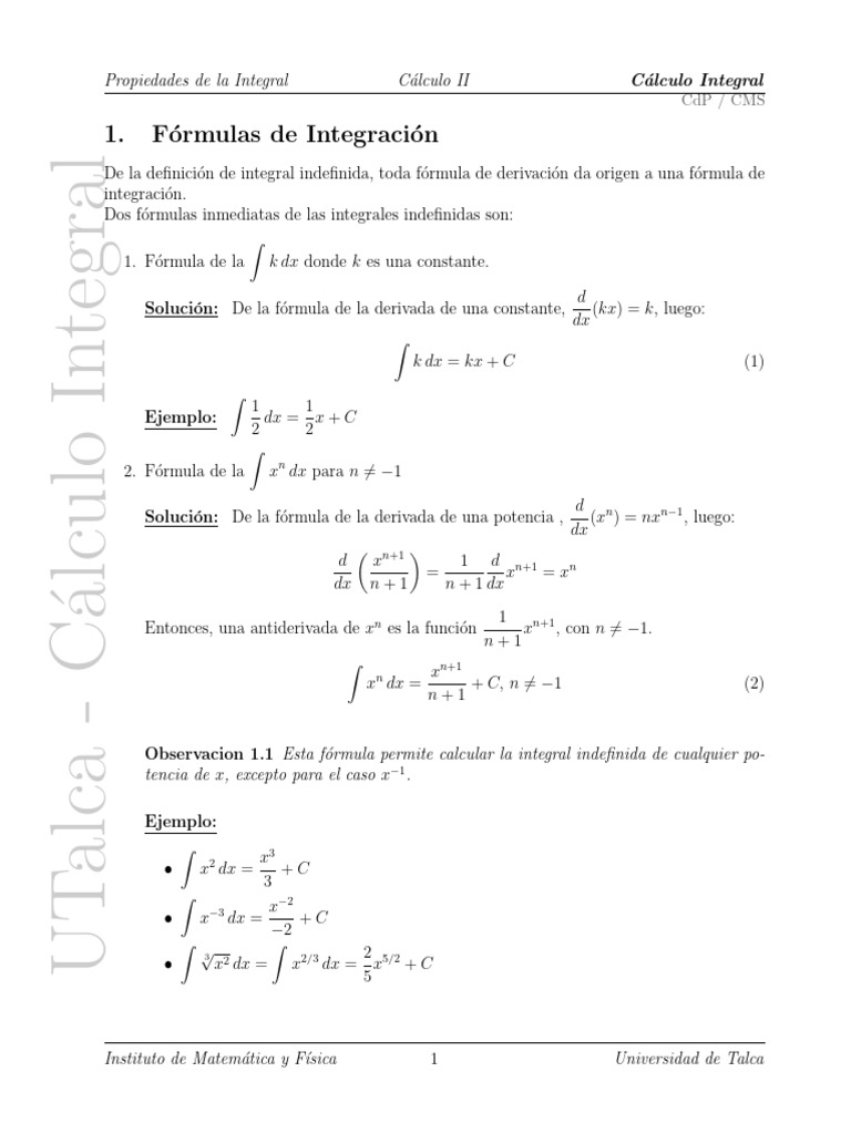 Clase 2 - Prop integral | PDF | Integral | Cálculo