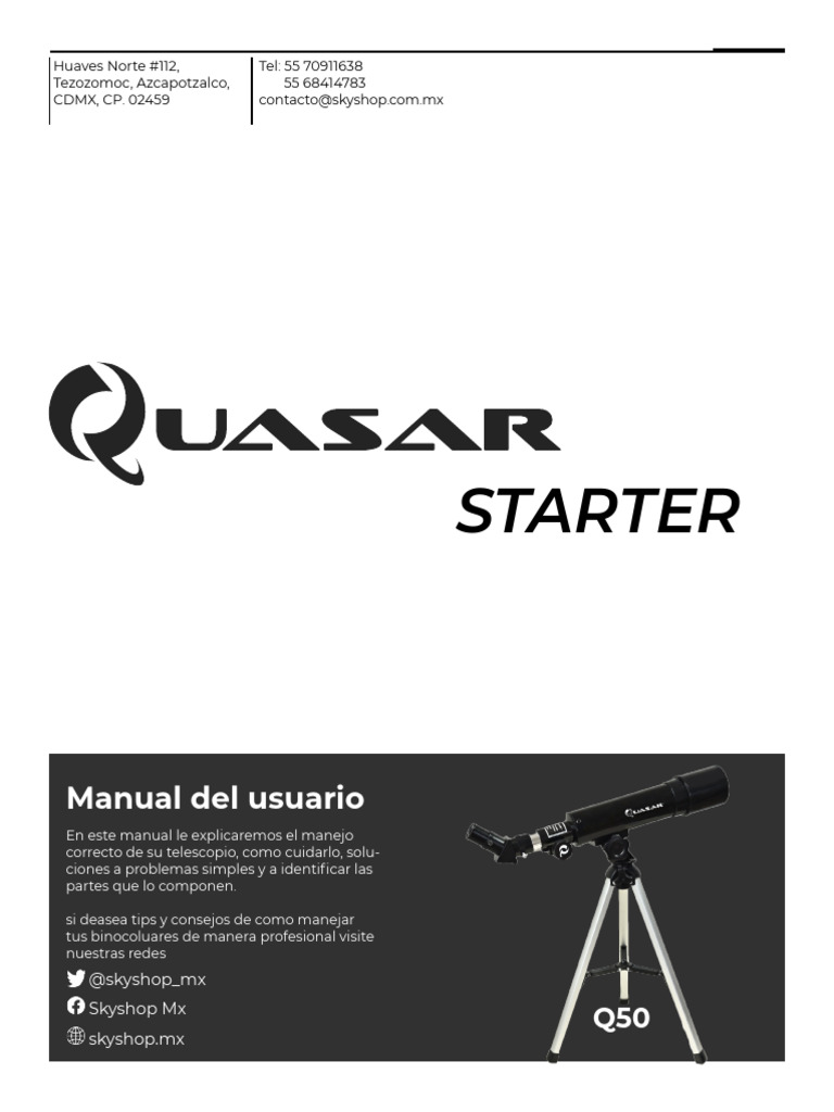 Manual-Q50 Telescopio Quasar | PDF | Telescopio | Óptica