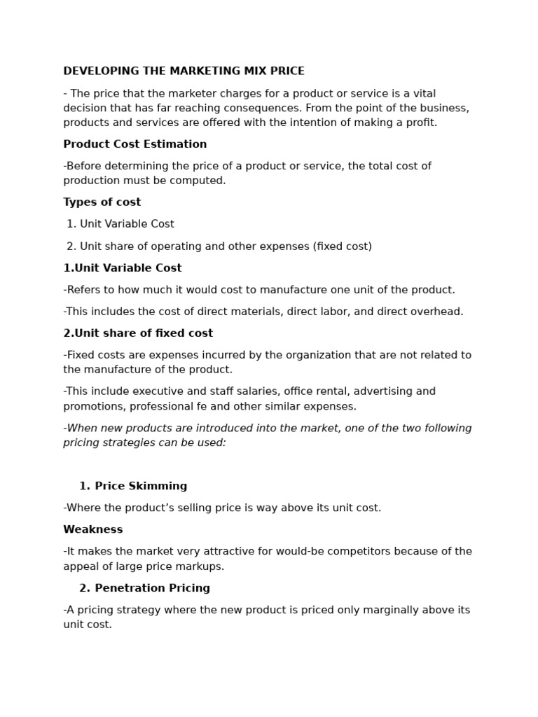 Chap 4 Pricing | PDF | Pricing | Cost