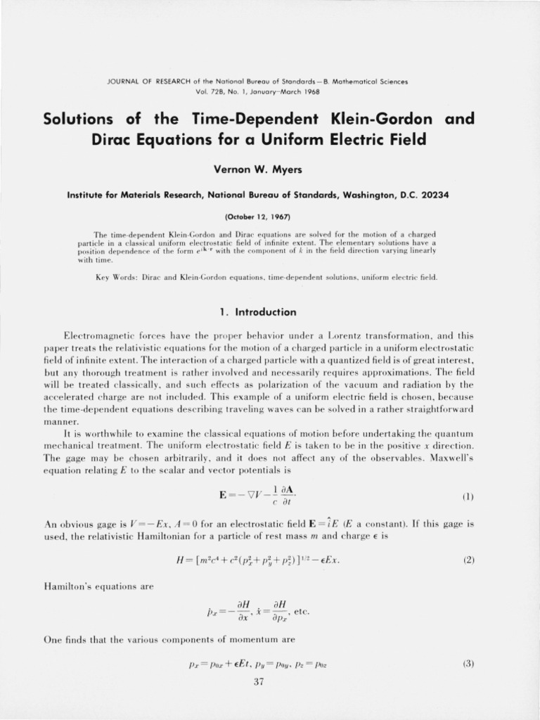 Time Dependent Dirac Equation | PDF | Momentum | Theoretical Physics
