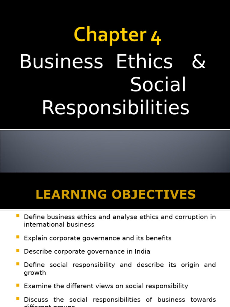 POM Ch-4 Business Ethics & Social Responsibilities | PDF | Business ...