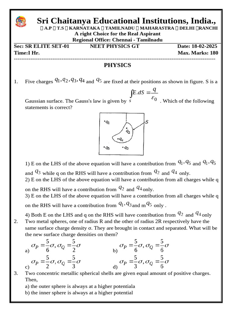 SR ELITE NEET Set-1 (Target Students) - NEET GT (45 Q) 60 Mins Paper | PDF | Electron | Rectifier