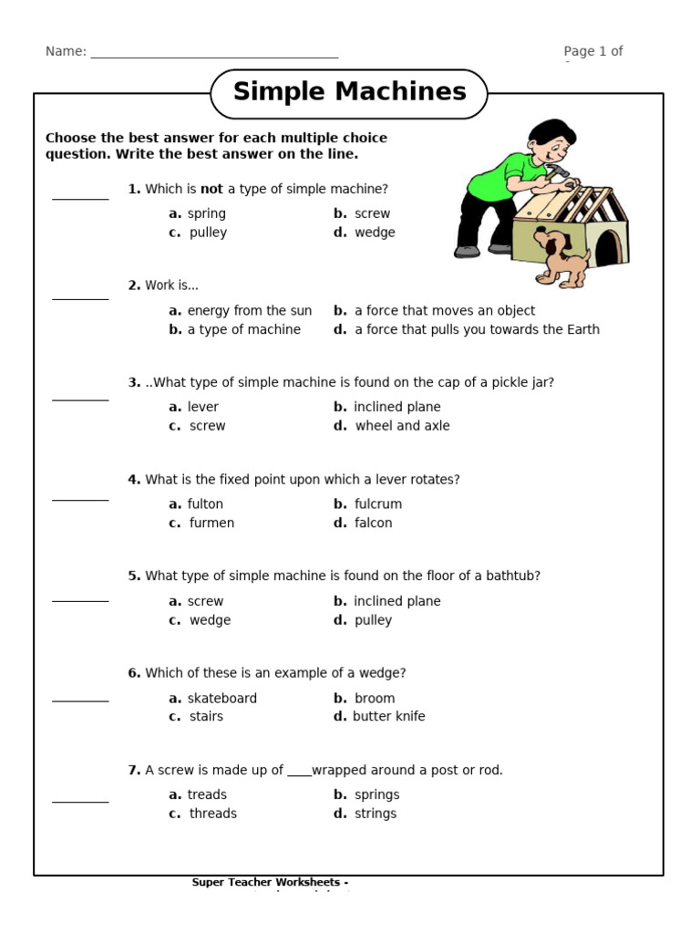 Simple Machines Multiplechoice | PDF | Machines | Lever