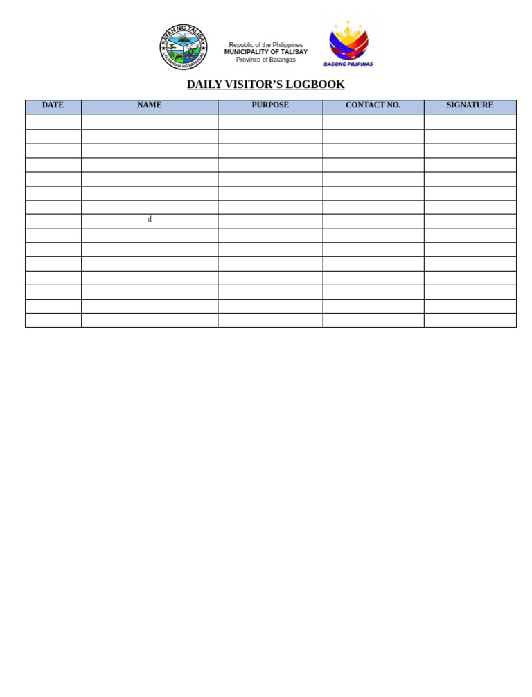 Daily Visitor's Logbook 2024 | PDF