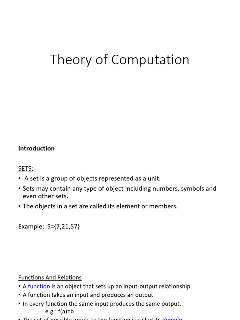 Theory of Computation Overview | PDF | Automata Theory | Set (Mathematics)