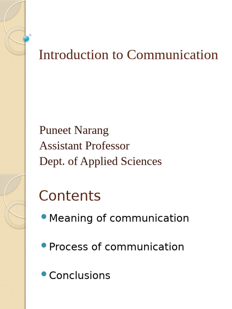 Introduction to Communication | PDF | Communication | Information
