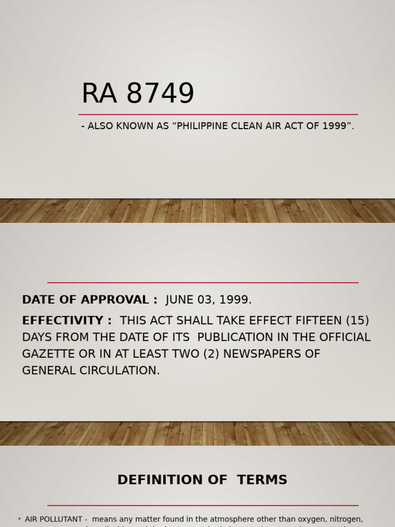 Philippine Clean Air Act Overview | PDF | Atmosphere Of Earth | Air ...