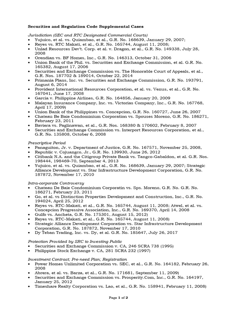 SRC-SEC-Cases | PDF | Securities (Finance) | Private Law