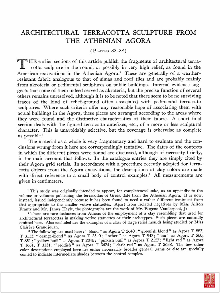 Architectural Terracotta Sculpture From The Athenian Agora | PDF ...