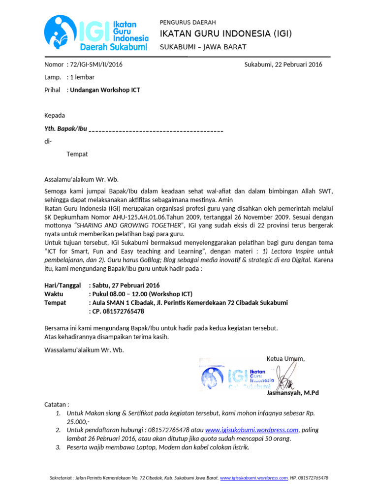 Undangan Workshop 2016 | PDF