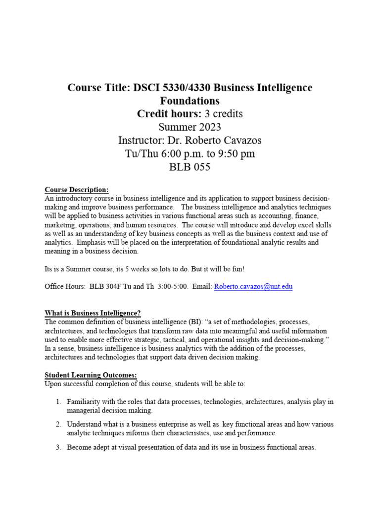 Cavazos Roberto - DSCI 5330 Business Intelligence Foundations-1 | PDF ...