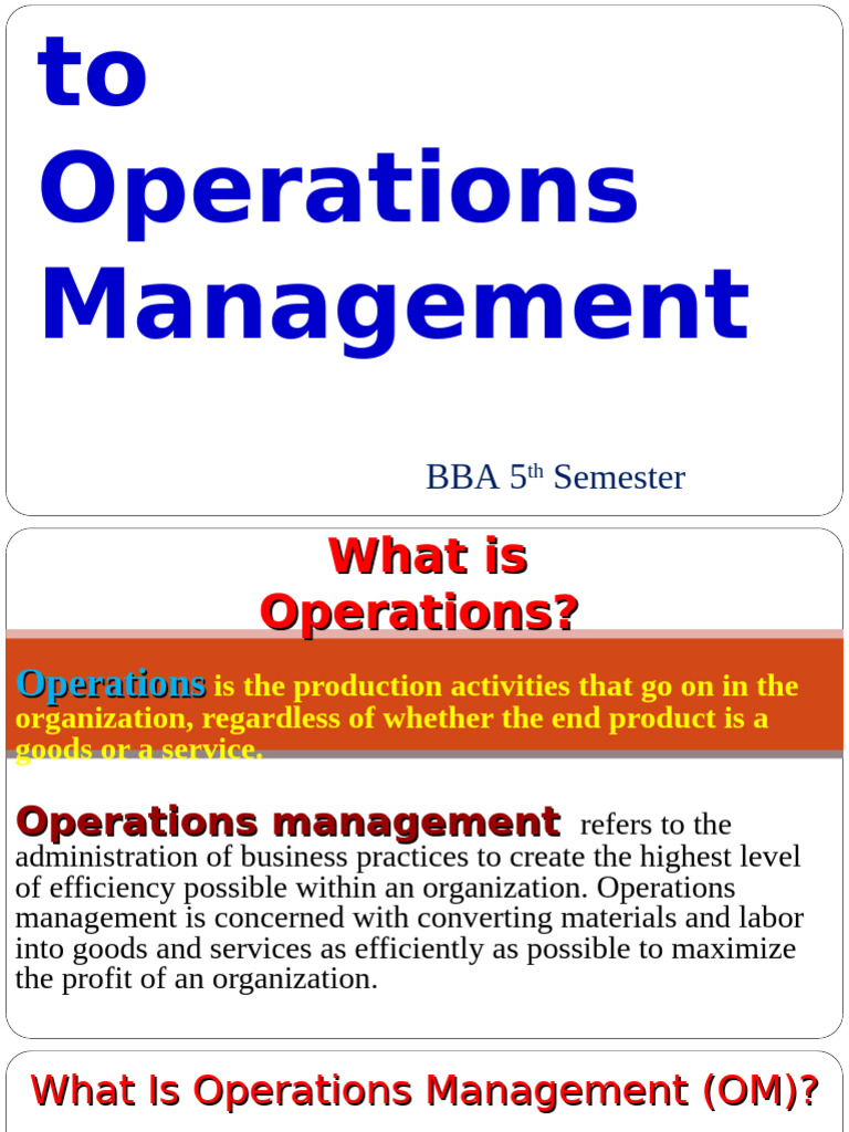 Operations Management Overview BBA 5th Sem | PDF | Factors Of ...