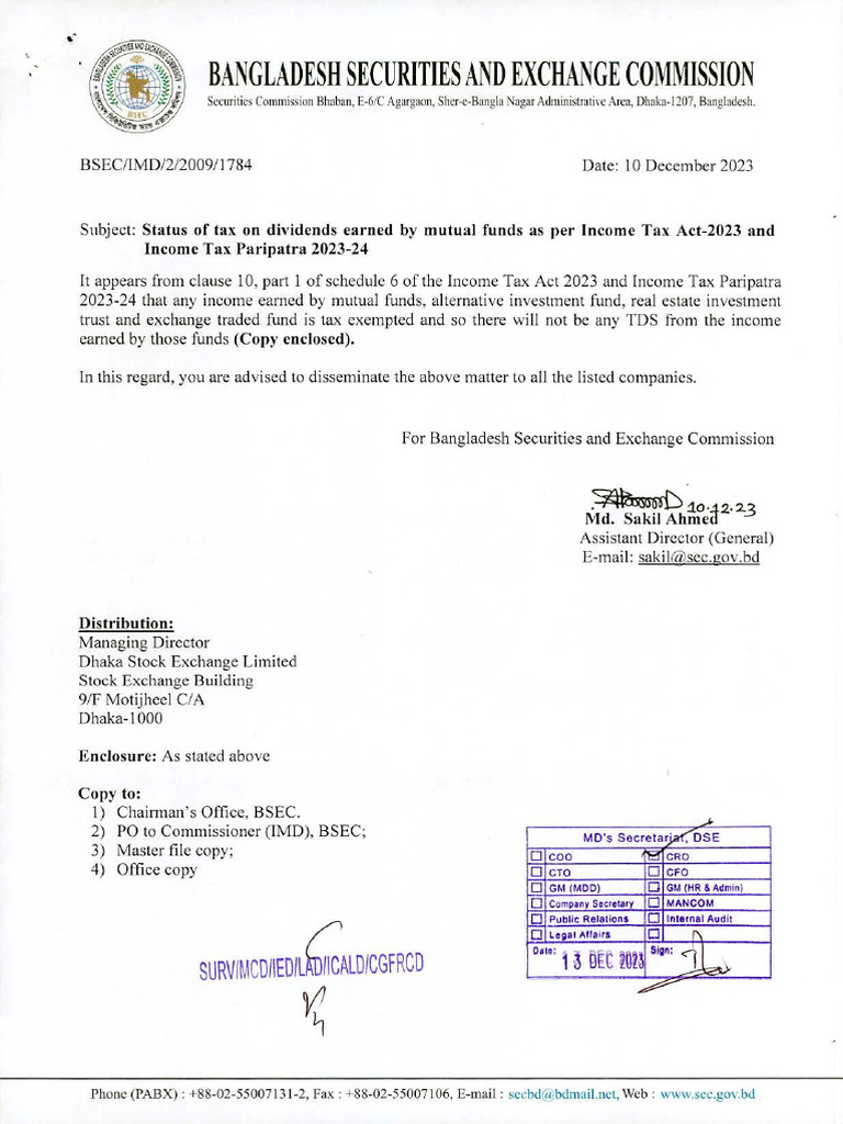 Funds Tax Exemtion (BSEC, BB, NBR) | PDF | Financial Markets | Knowledge Economy