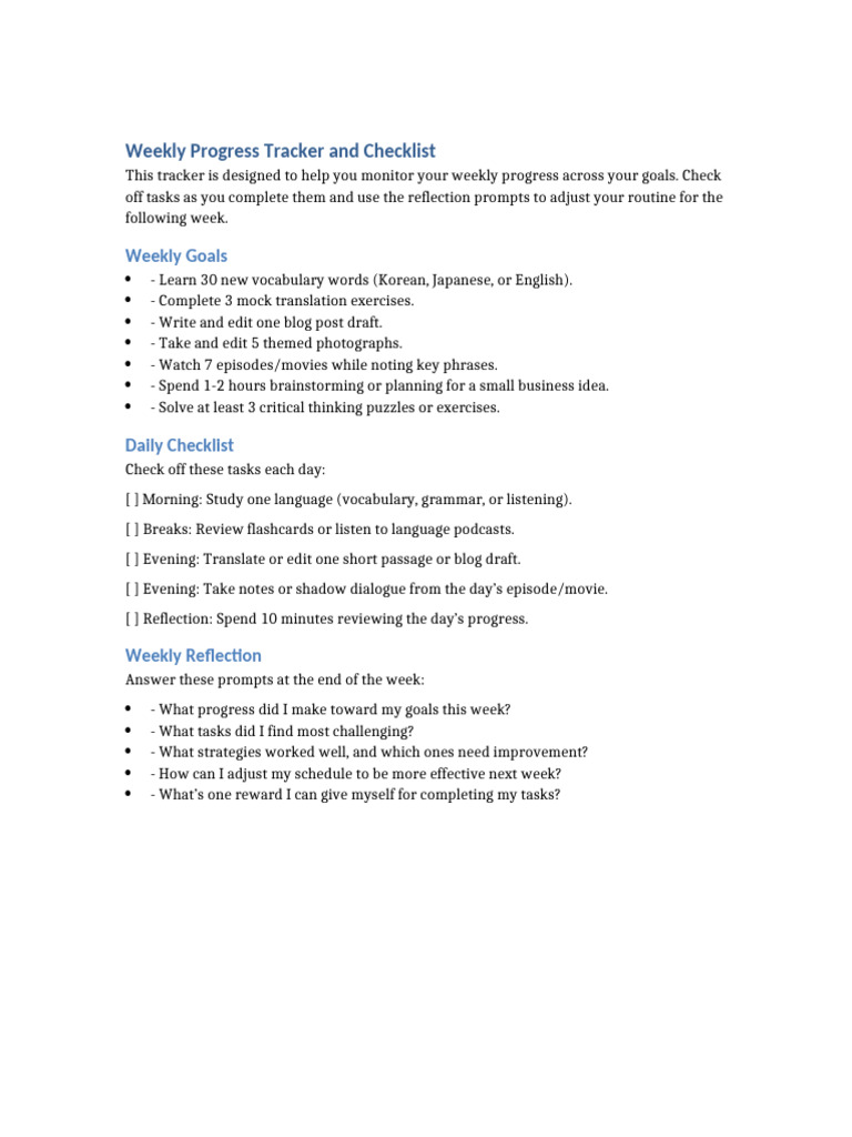 Weekly_Progress_Tracker | PDF