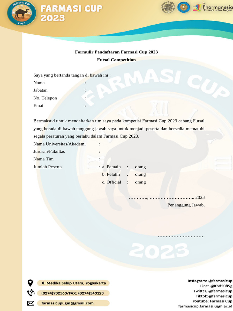 Formulir-Pendaftaran-Kompetisi-Futsal-Farmasi-Cup-2023 | PDF
