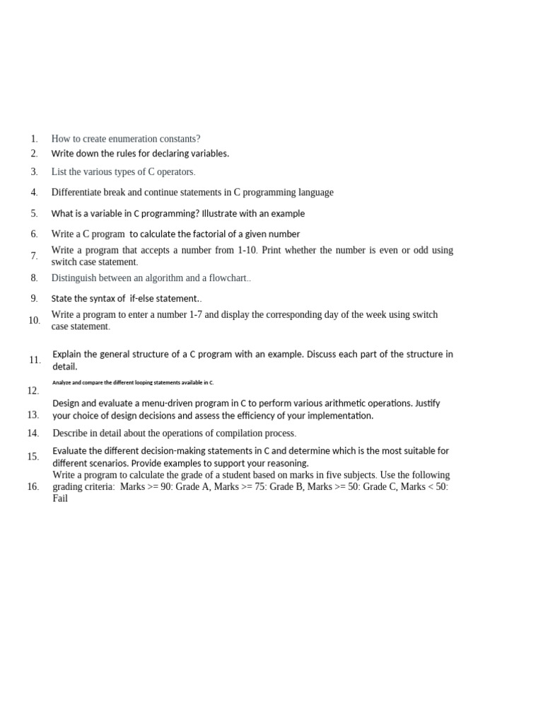 Unit Test 1 Qns | PDF